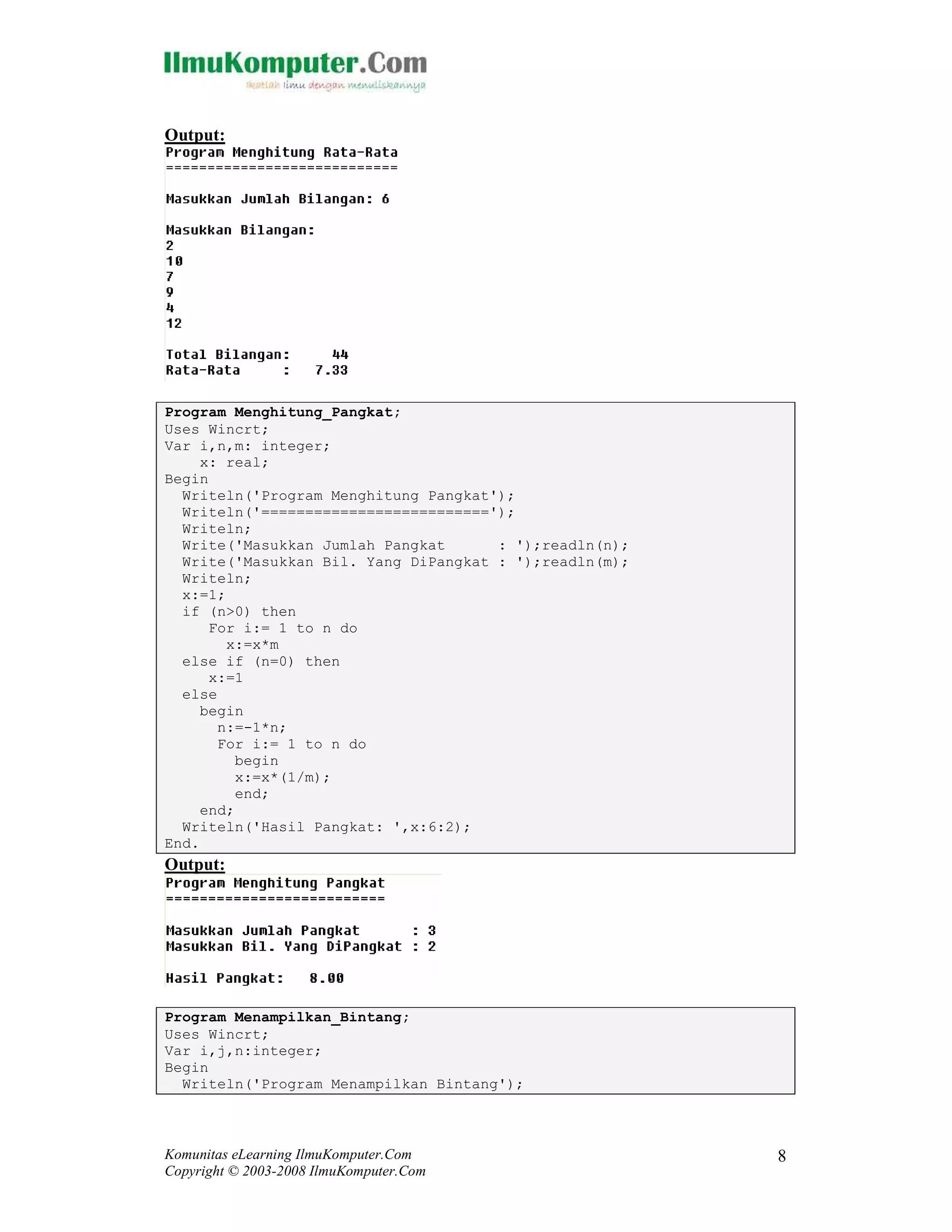 Kumpulan contoh-program-pascal | PDF | Programming Languages | Computing