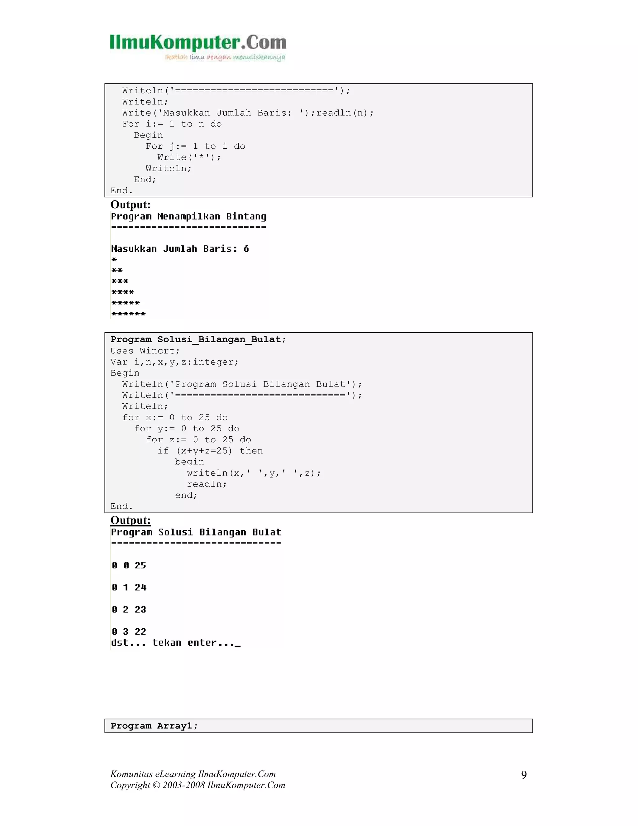 Kumpulan contoh-program-pascal | PDF | Programming Languages | Computing