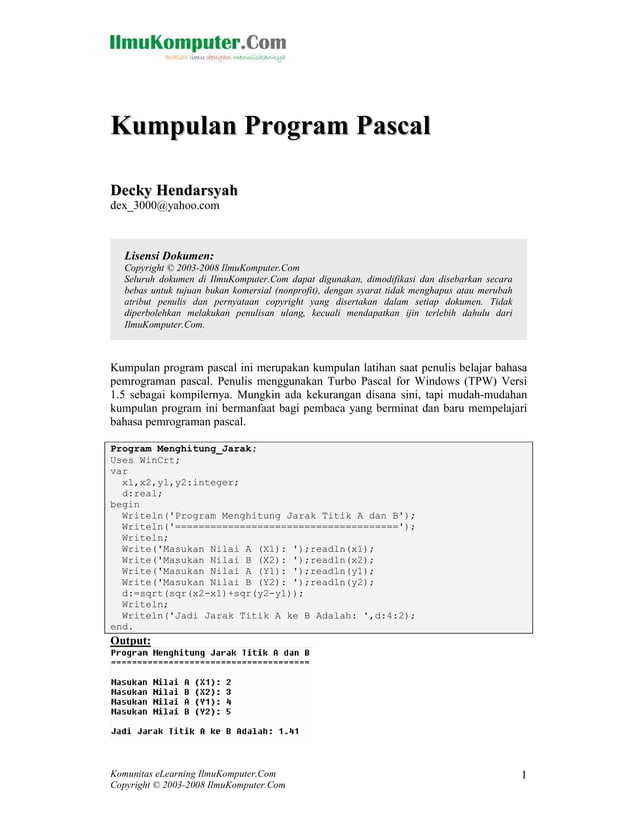 Kumpulan contoh-program-pascal | PDF | Programming Languages | Computing