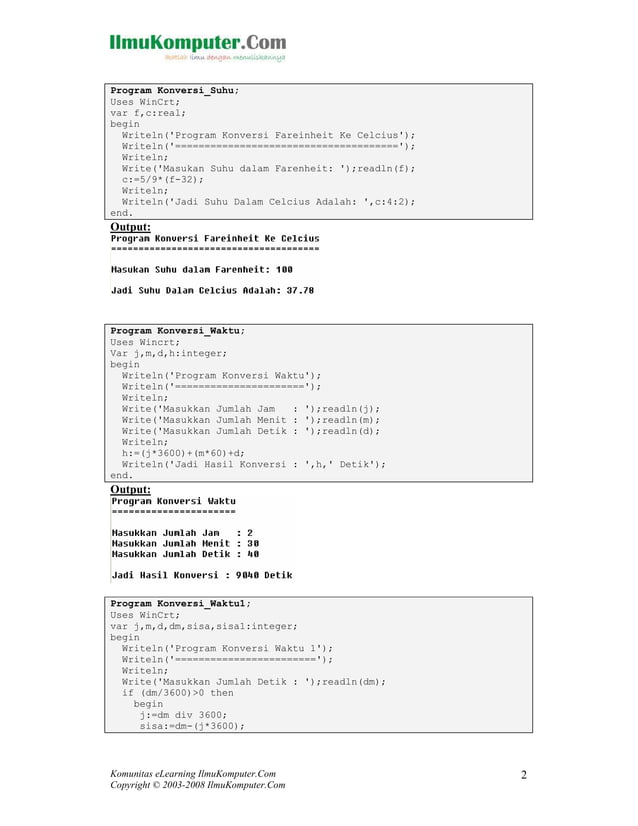 Kumpulan contoh-program-pascal | PDF | Programming Languages | Computing