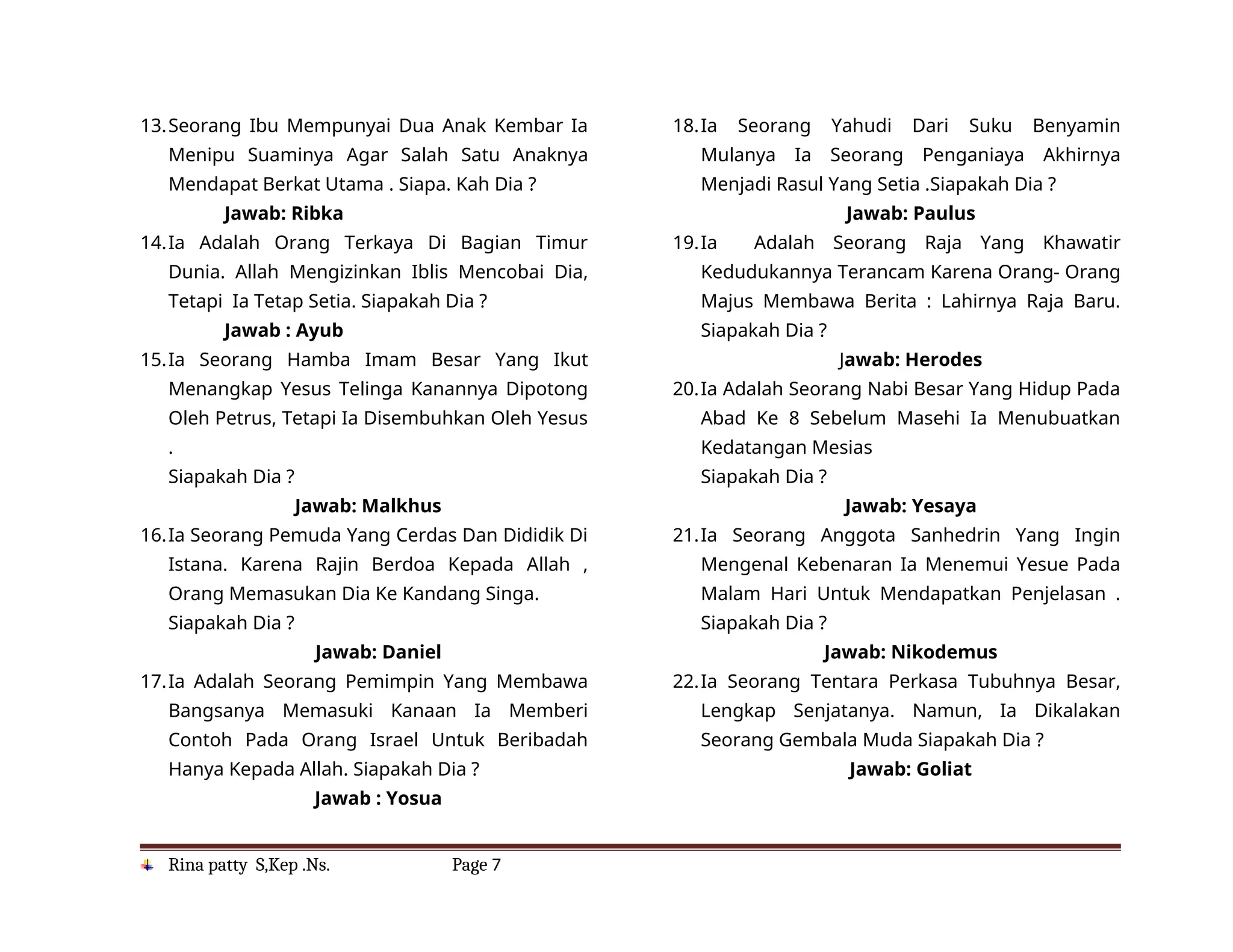 Kumpulan PermainanAlkitab yang bagus untuk dilakukan | DOCX