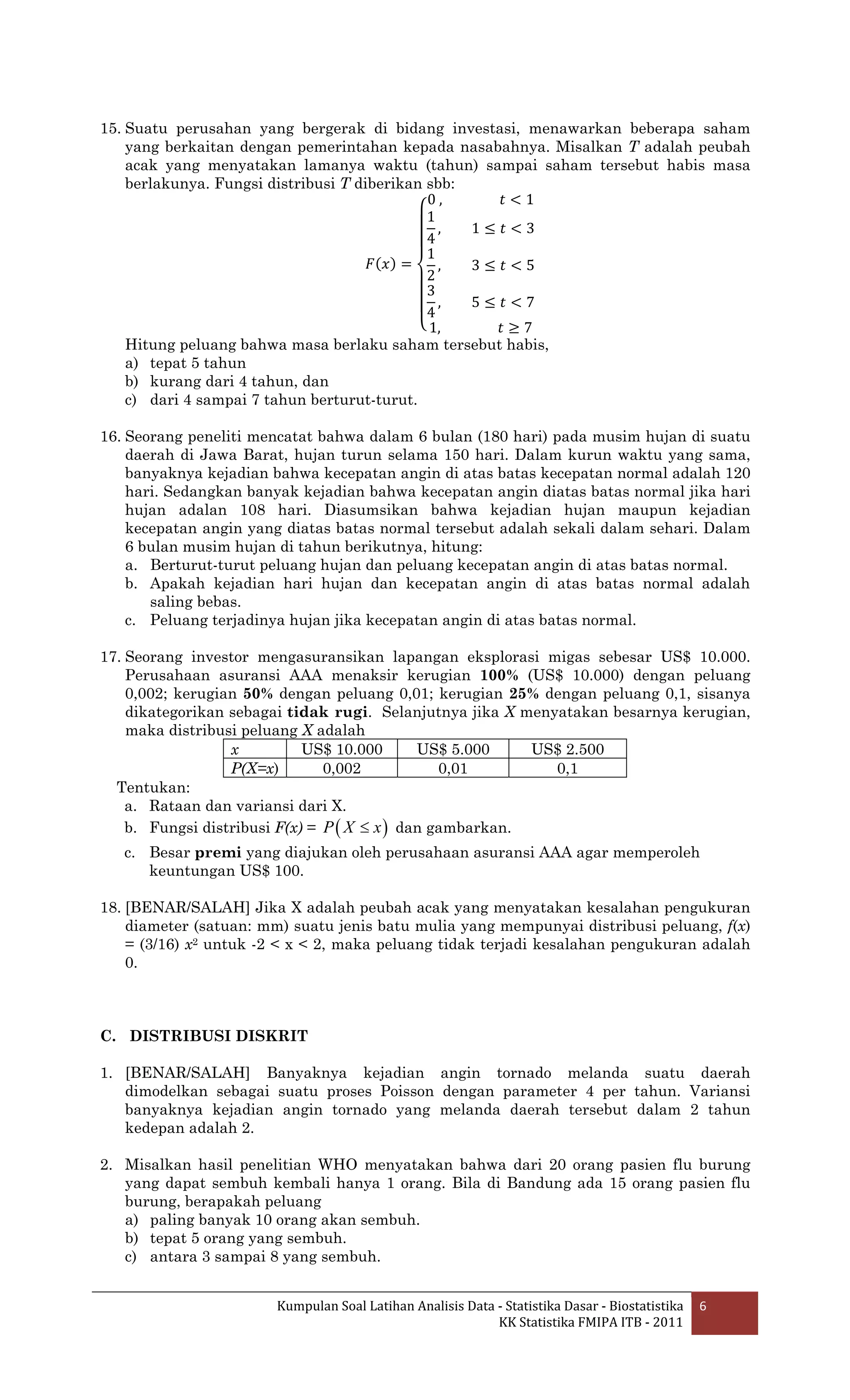 Kumpulan soal-latihan-andat-statdas-biostat-2011 | PDF