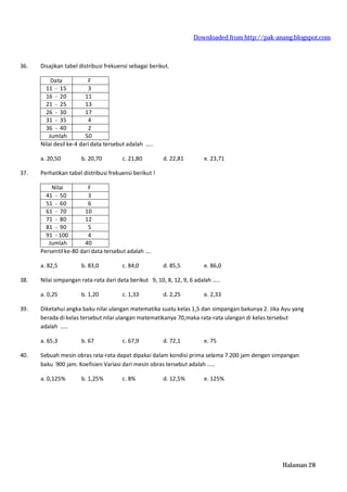 Kumpulan arsip soal 5 tahun un matematika smk 2008 2012 | PDF
