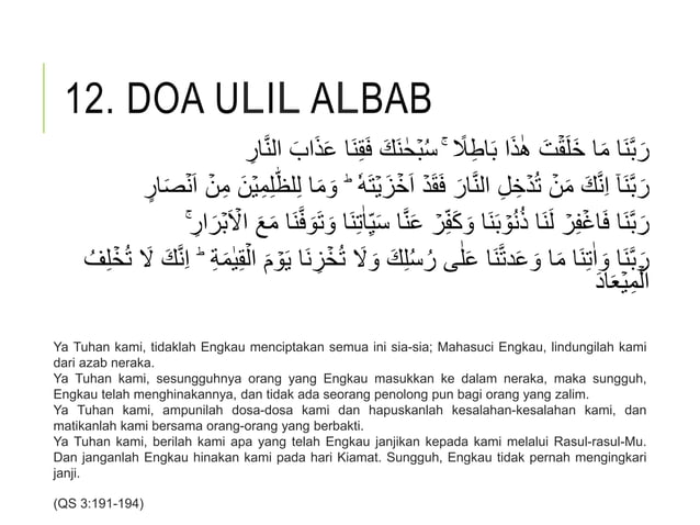 Kumpulan Doa-doa yang diajarkan Allah dalam Al Quran_MAH.pptx