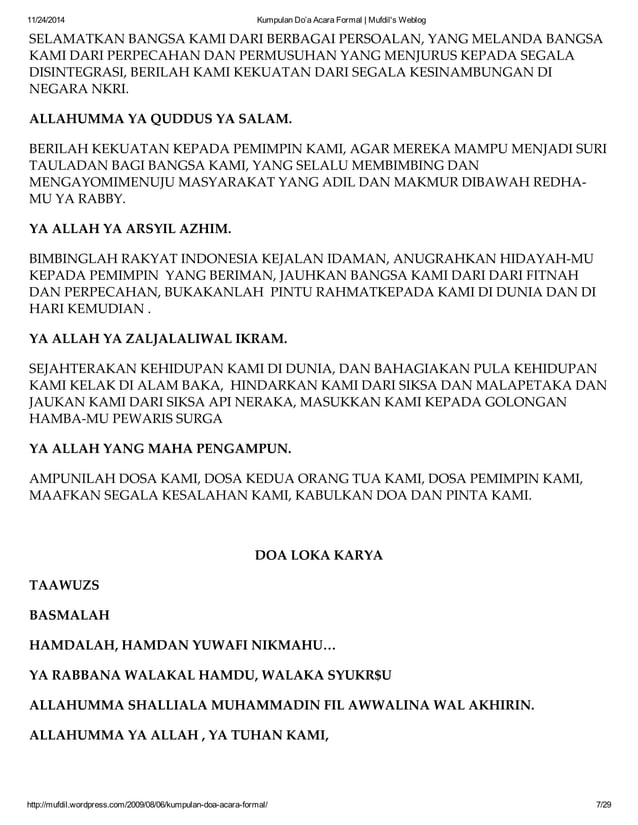 Kumpulan do’a acara formal mufdil's weblog | PDF