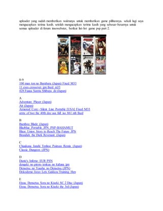 Kumpulan game psp iso | DOCX