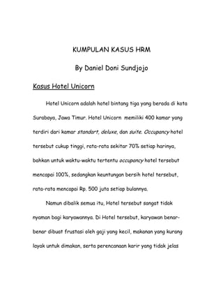 KUMPULAN KASUS HUMAN RESOURCES MANAGEMENT by DANIEL DONI SUNDJOJO | PDF