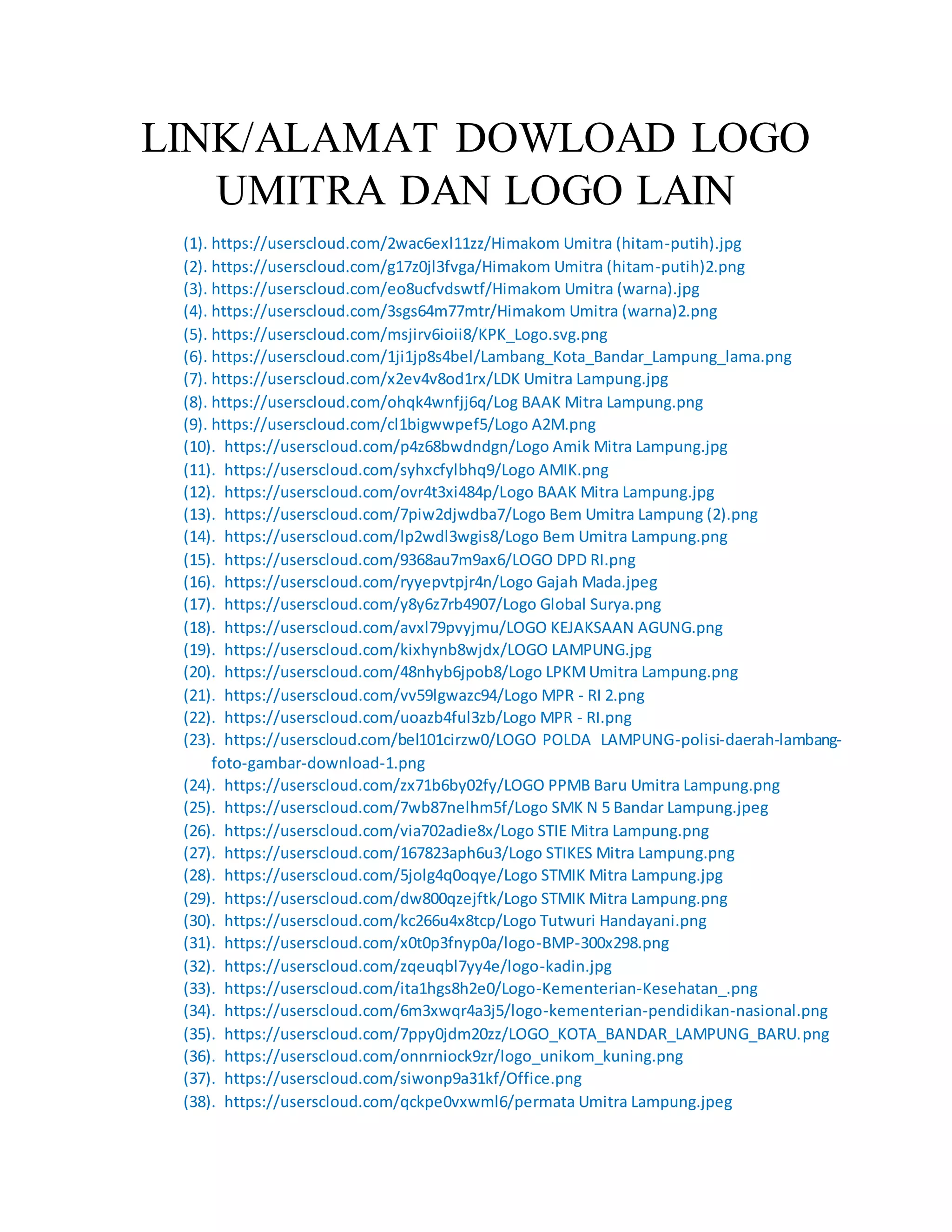 Kumpulan logo umitra dan lainnya | DOCX