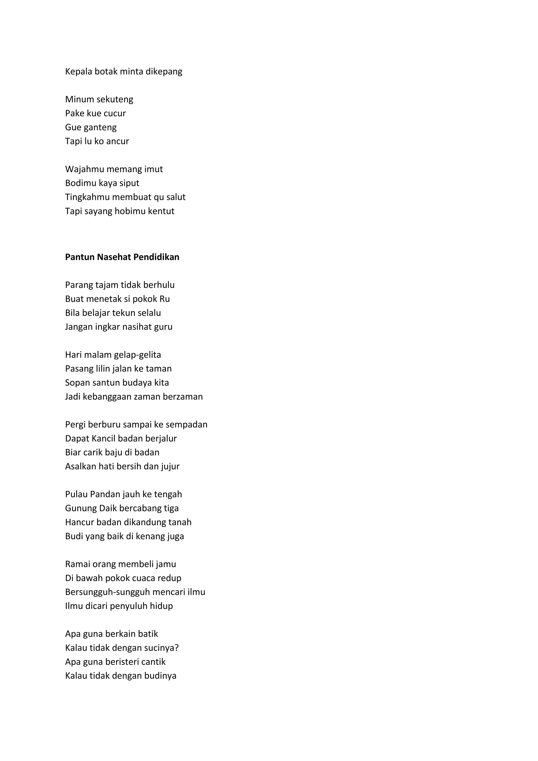 Kumpulan pantun by:ririnrosalinda abdinegara | DOCX