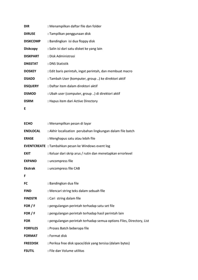 Kumpulan perintah command prompt | PDF