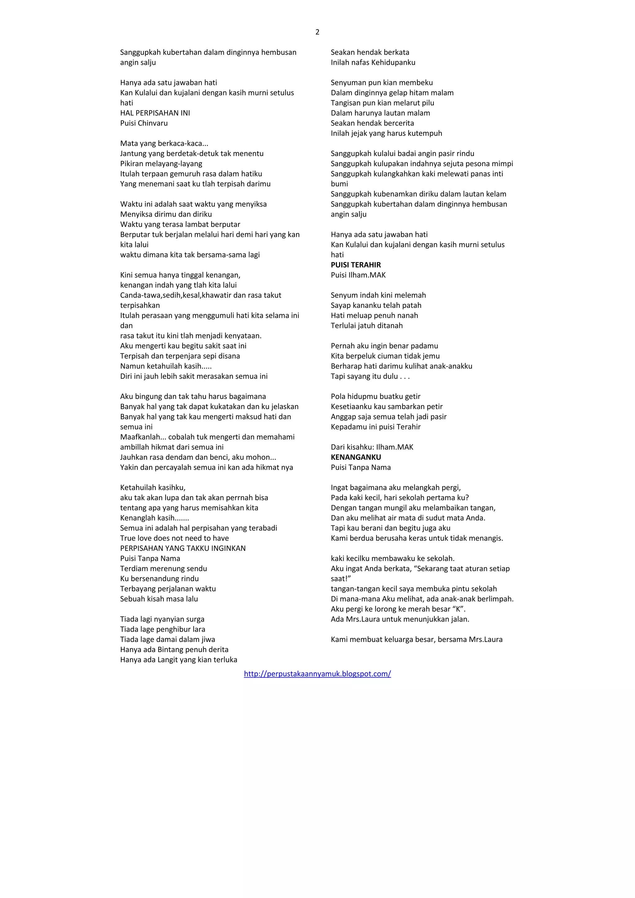 Kumpulan puisi perpisahan terbaru | PDF