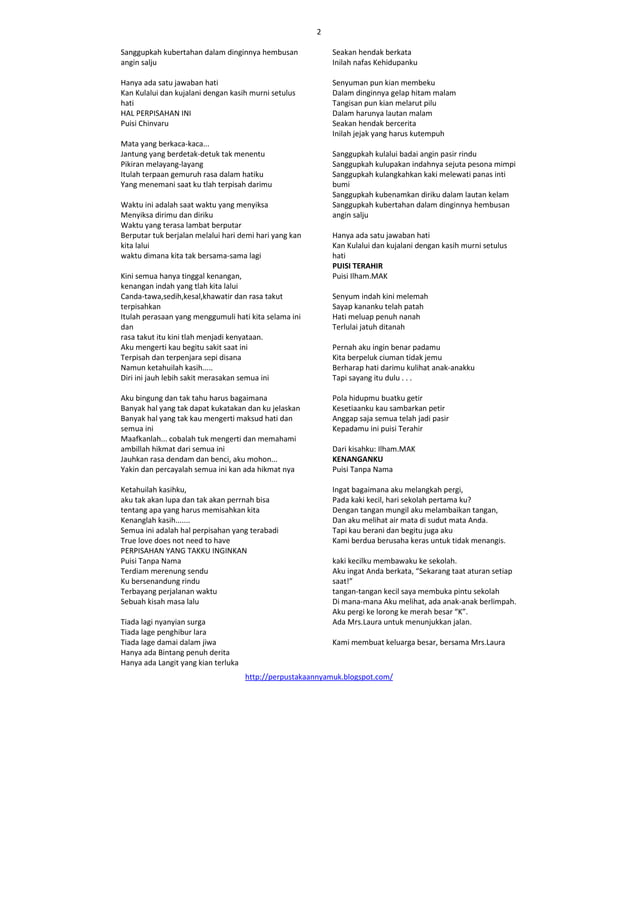 Kumpulan puisi perpisahan terbaru | PDF
