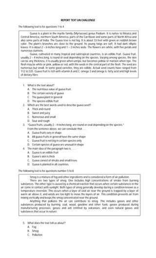 Kumpulan report text un challenge | PDF