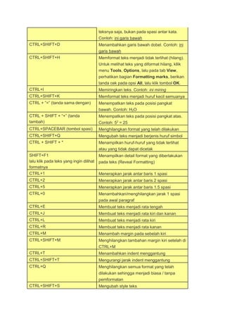 Kumpulan Rumus Cepat Ms. Word | PDF