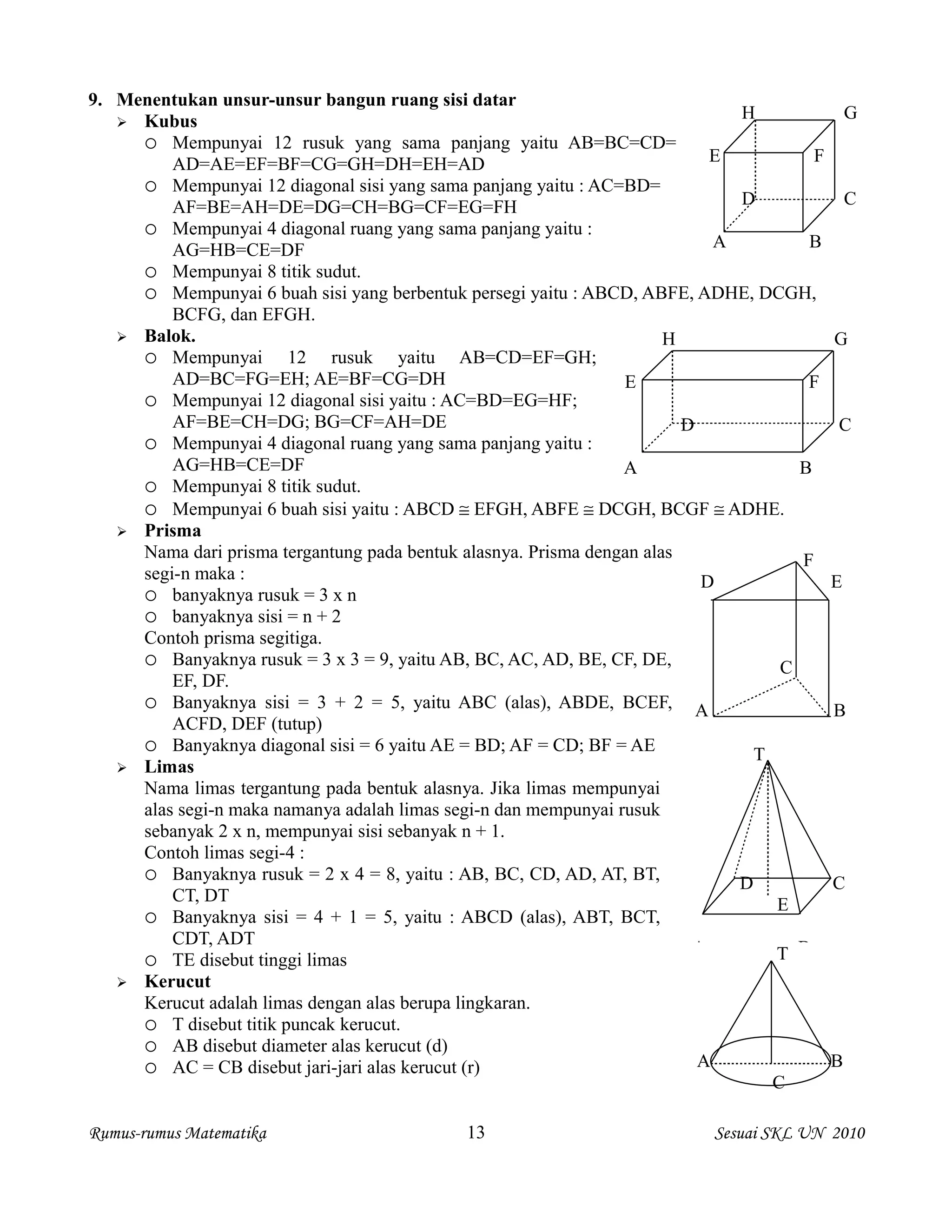 Kumpulan rumusmatematikasmp sesuaisklun2010lengkap | PDF