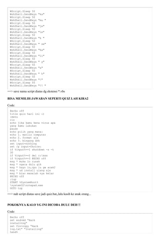 Kumpulan script jahil | DOC