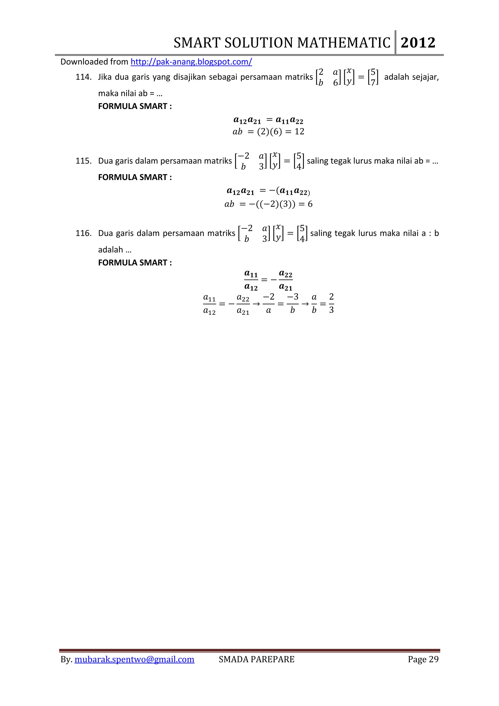 Kumpulan smart solution mathematics by mubarak spentwo | PDF