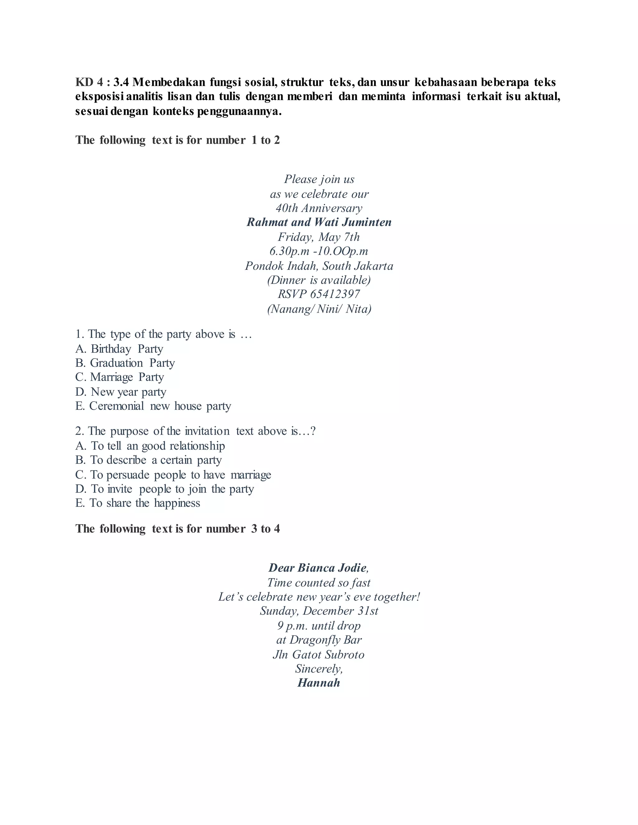 Kumpulan soal bahasa inggris kelas 11 semester ganjil | PDF