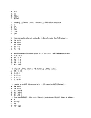 Kumpulan soal ksp | DOCX