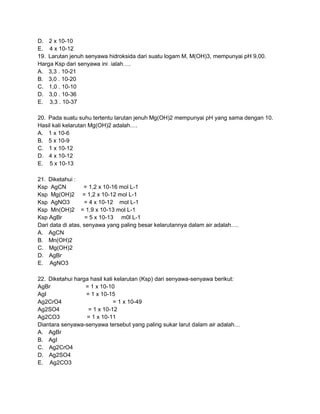 Kumpulan soal ksp | DOCX