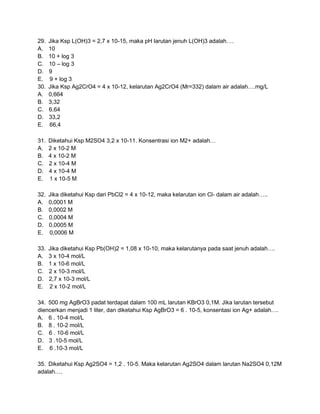 Kumpulan soal ksp | DOCX