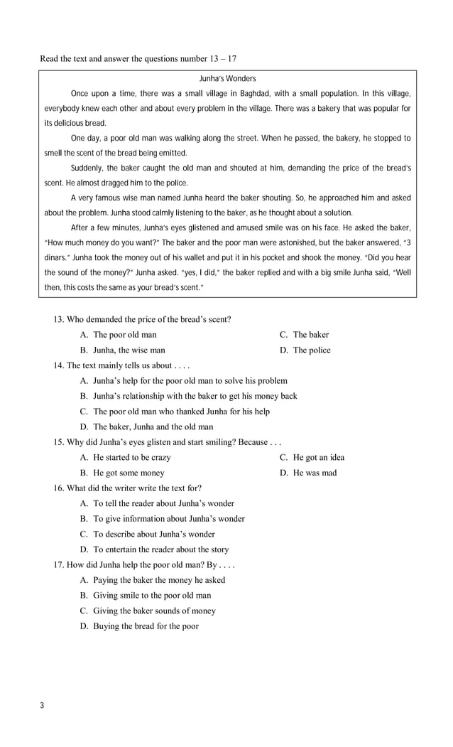 Kumpulan soal narrative text un challenge | PDF