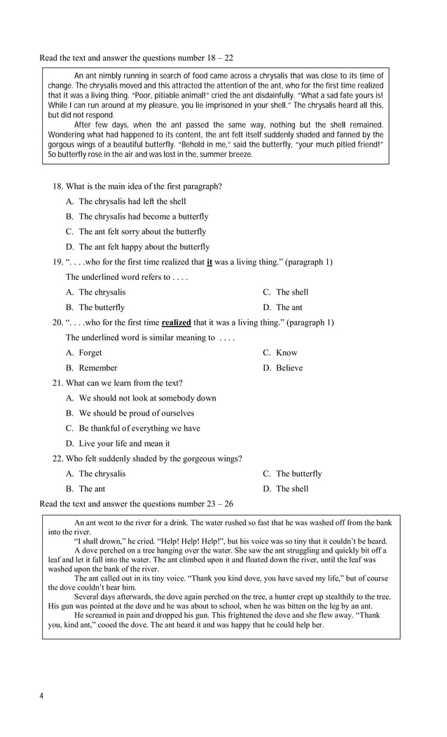 Kumpulan soal narrative text un challenge | PDF