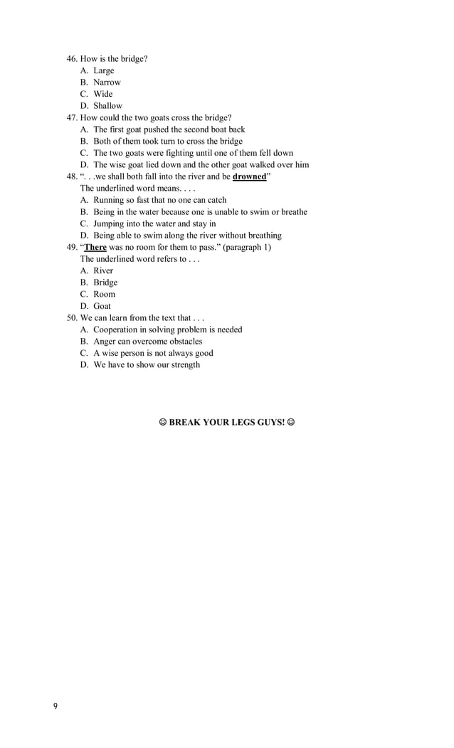 Kumpulan soal narrative text un challenge | PDF