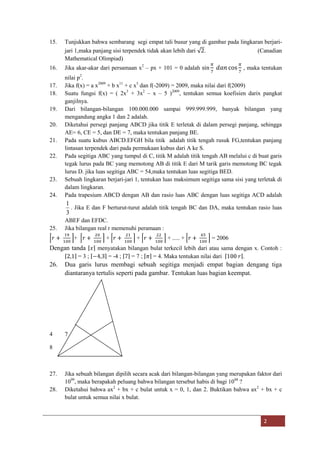 Kumpulan soal olimpiade matematika sma | DOCX