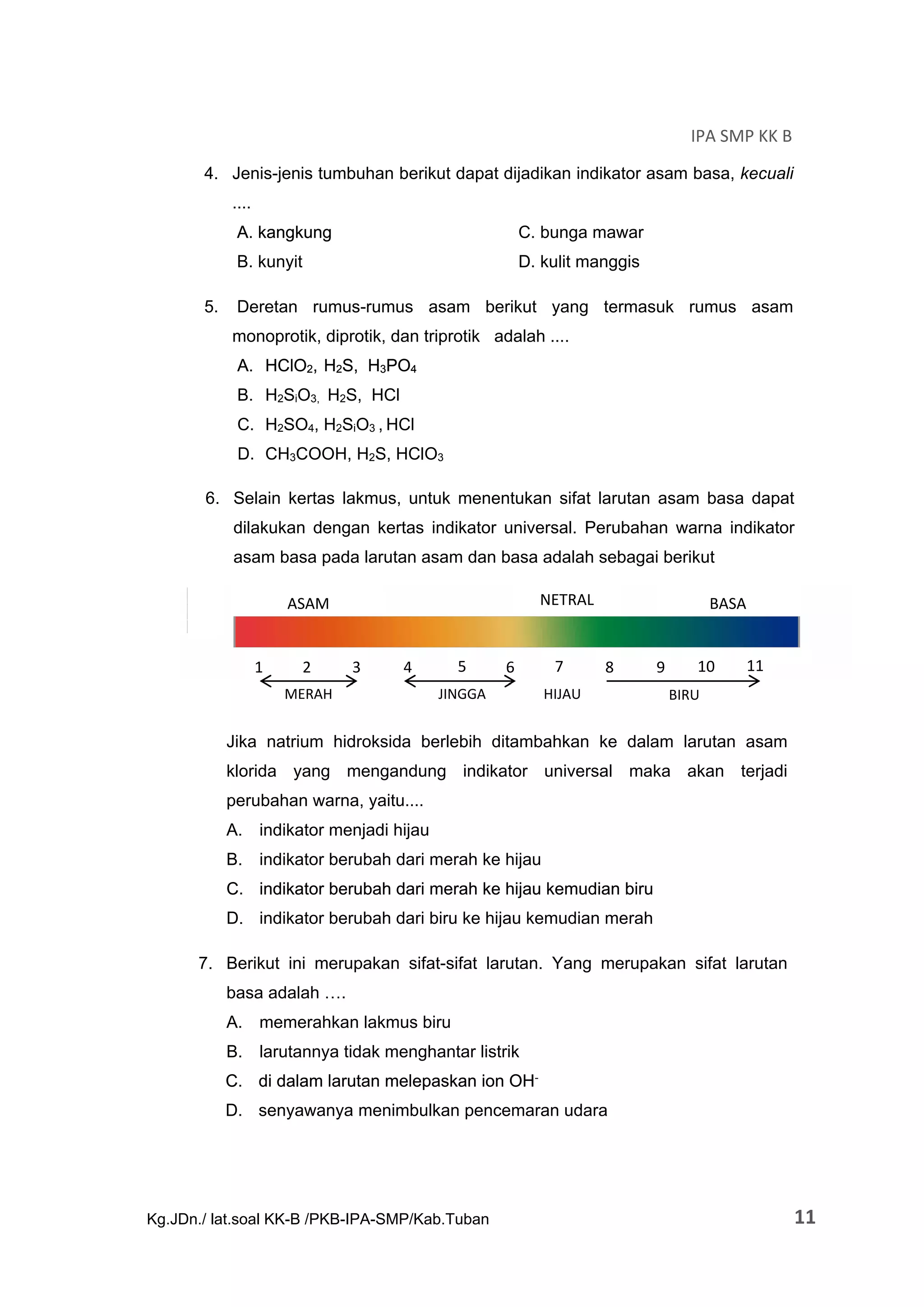 Kumpulan Soal PKB IPA SMP Modul KK-B | PDF