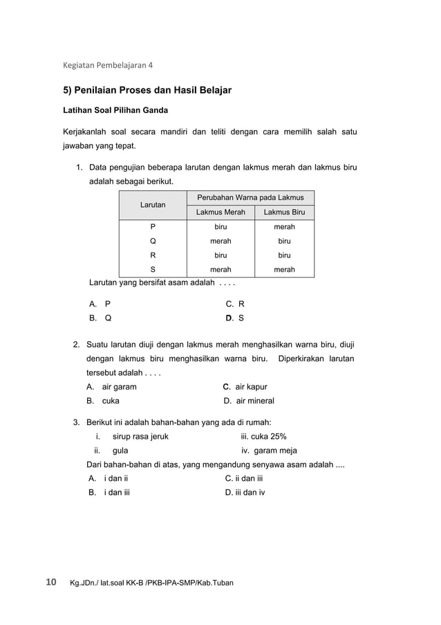 Kumpulan Soal PKB IPA SMP Modul KK-B | PDF