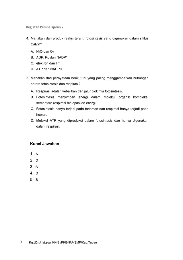 Kumpulan Soal PKB IPA SMP Modul KK-B | PDF