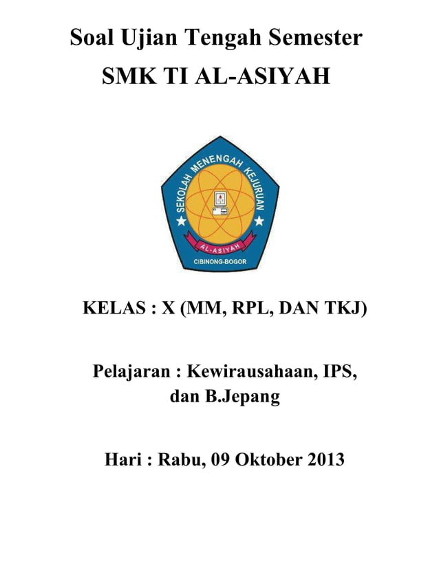 Kumpulan soal uts kelas x rabu | PDF