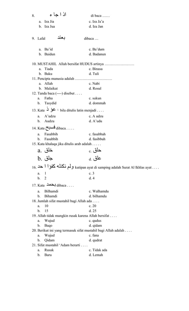 Kumpulan soal uts tahun 2013 2014 | PDF