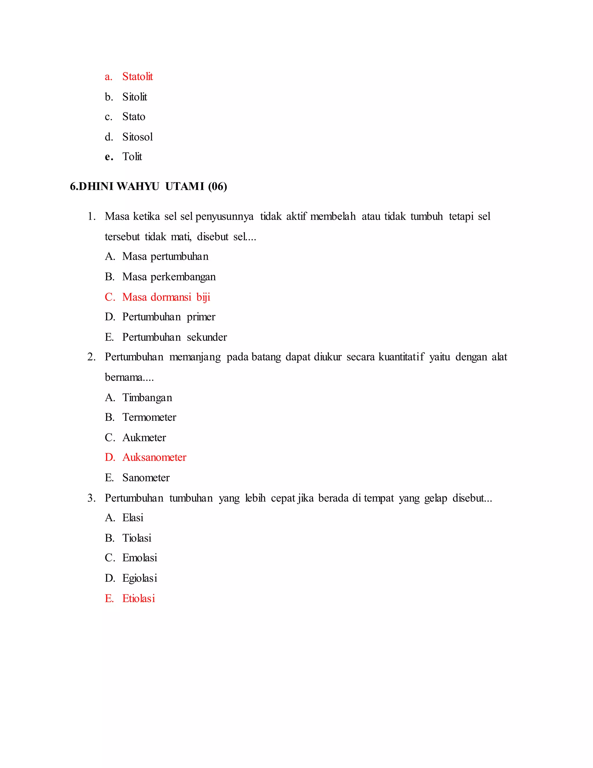 KUMPULAN SOAL BIOLOGI ENZIM DAN METABOLISME SEL | DOCX