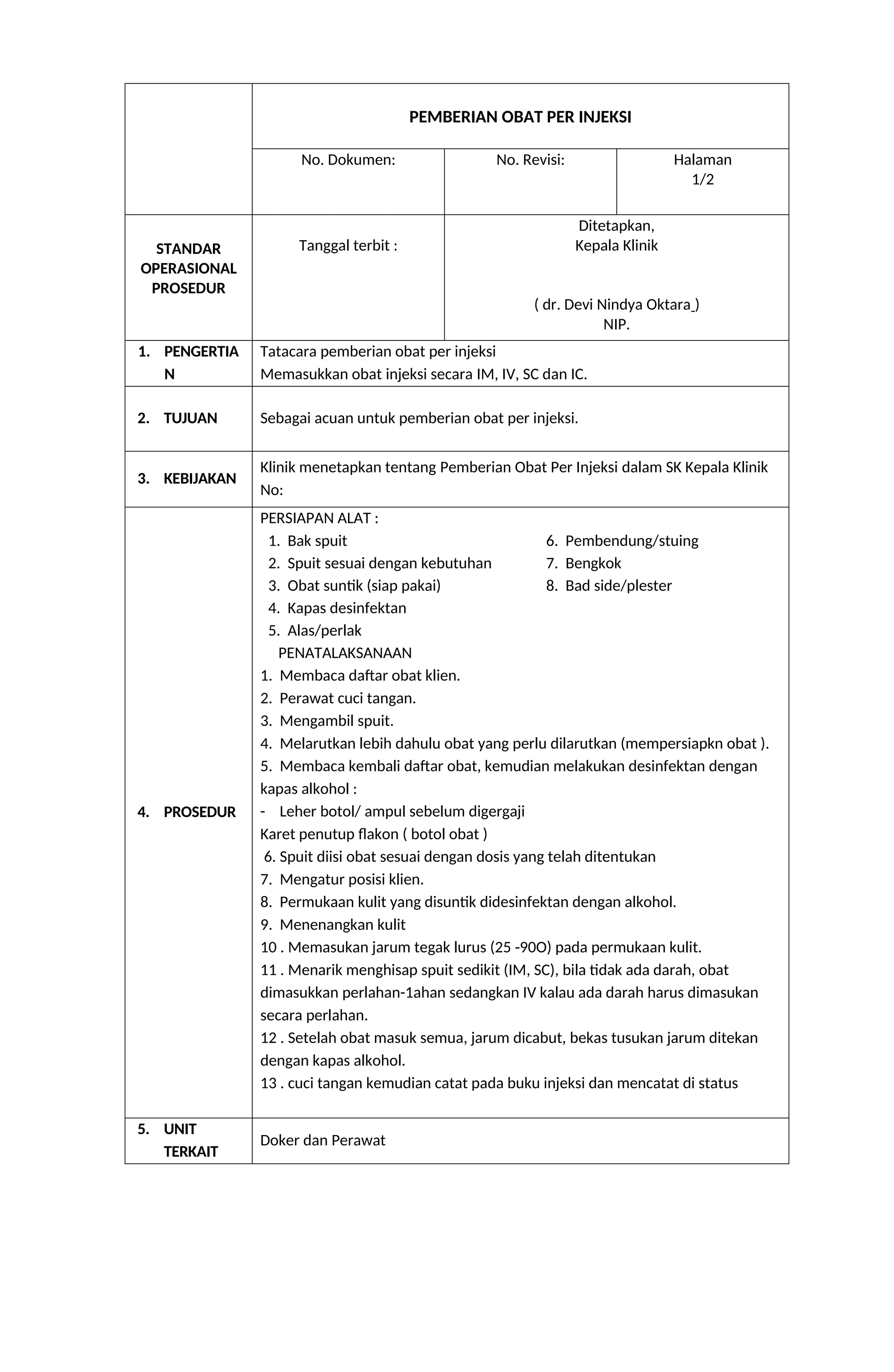 KUMPULAN SOP PELAYANAN KLINIK ATAU FASILITAS KESEHATAN TINGKAT PERTAMA.docx
