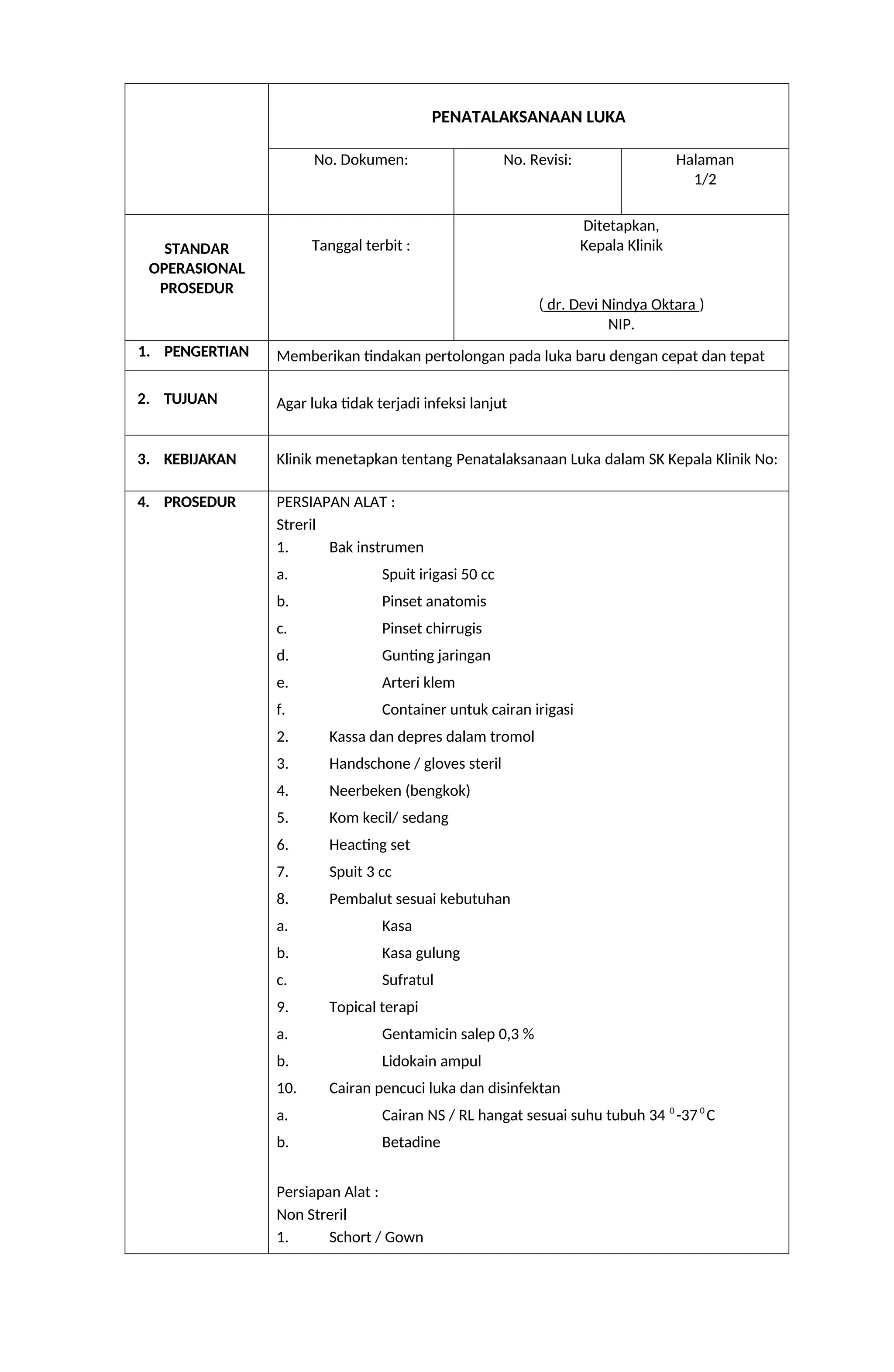 KUMPULAN SOP PELAYANAN KLINIK ATAU FASILITAS KESEHATAN TINGKAT PERTAMA.docx