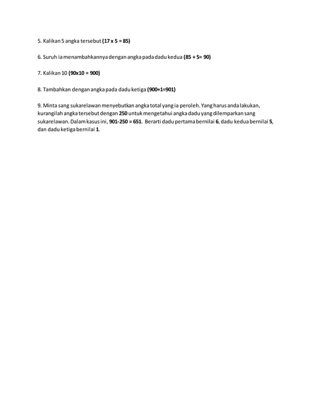 Kumpulan trik sulap angka sederhana | DOCX