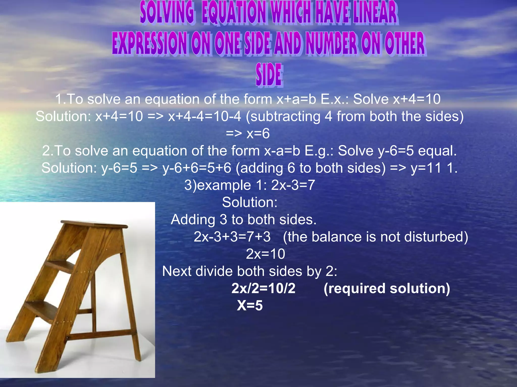 Kunal math linear equation with one variable | PPT