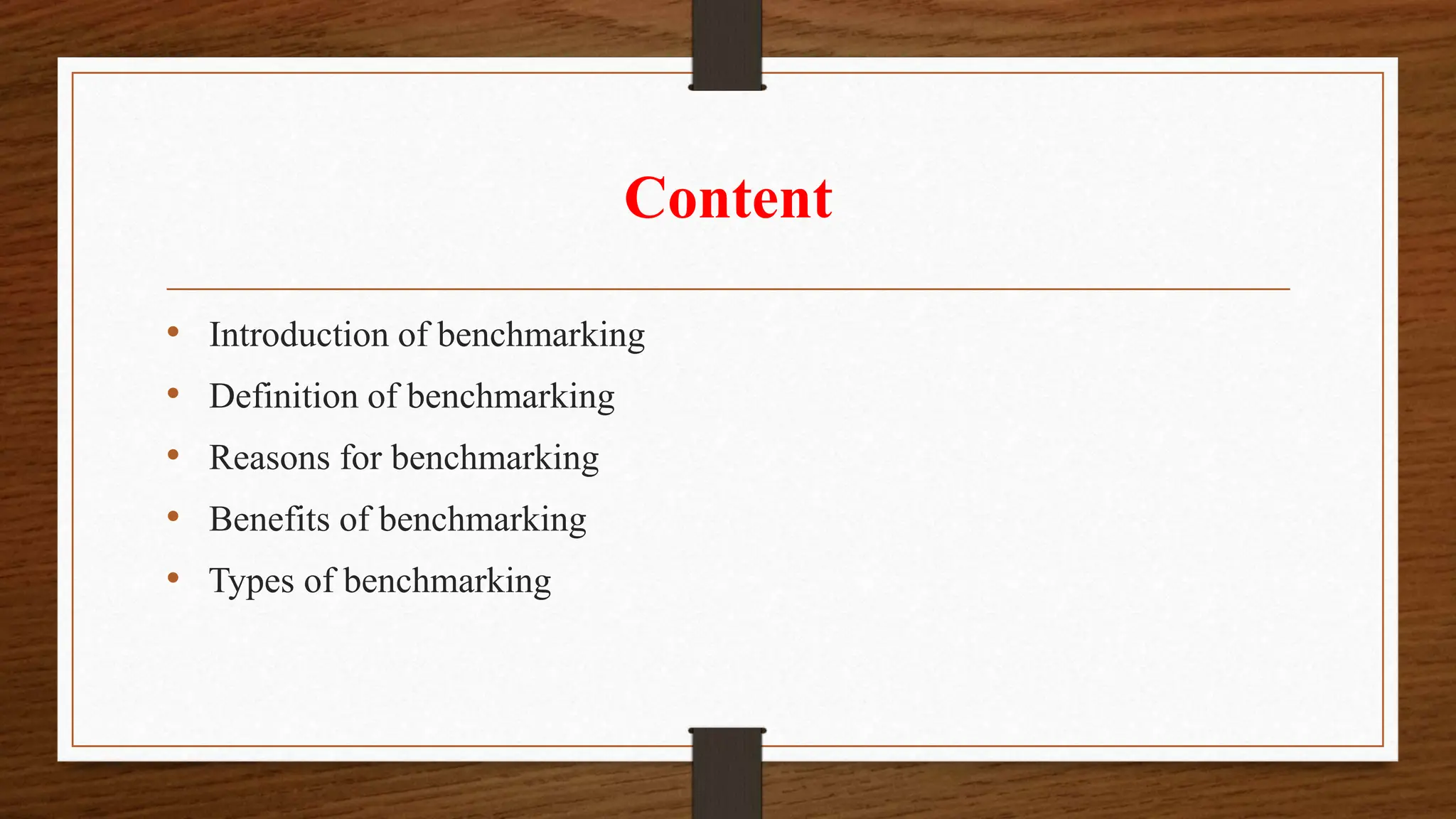 Benchmarking, Introduction, Defination, Reasons, Benefits and types of ...