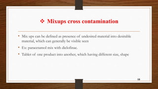 Sanitation in manufacturing premises, Mixups and cross contamination.pptx