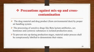 Sanitation in manufacturing premises, Mixups and cross contamination.pptx