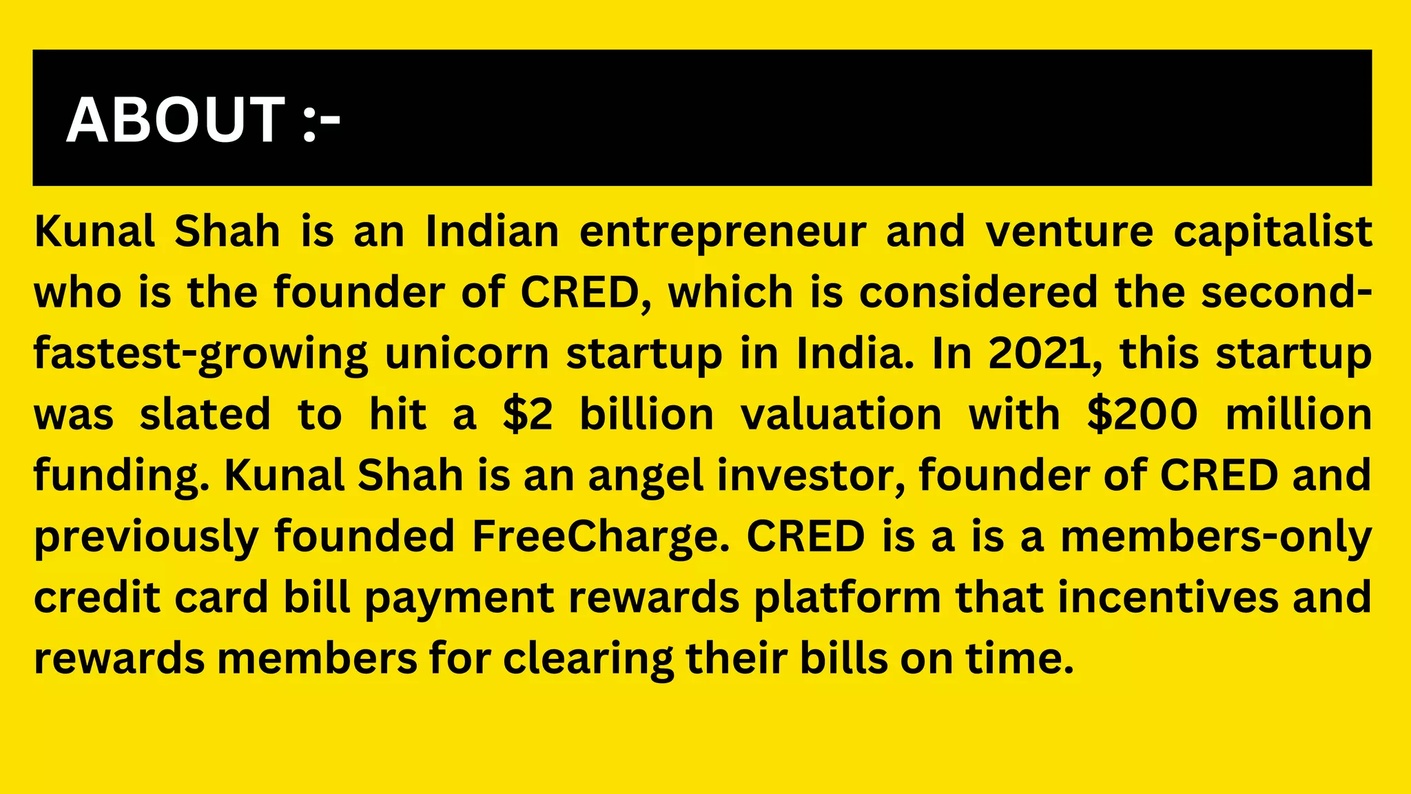 KUNAL SHAH Founder of CRED | PDF