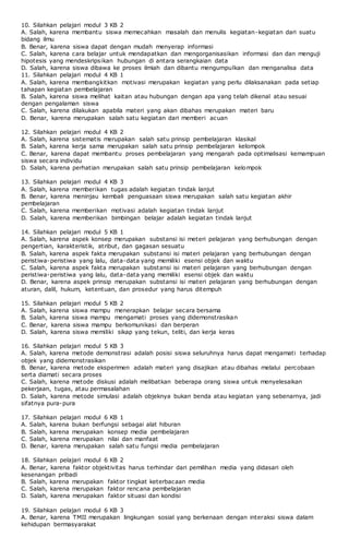 Kunci jawaban dan pembahasan soal uas ut pdgk4105 strategi pembelajaran di sd | DOCX