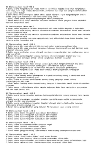 Kunci jawaban dan pembahasan soal uas ut pdgk4105 strategi pembelajaran di sd | DOCX