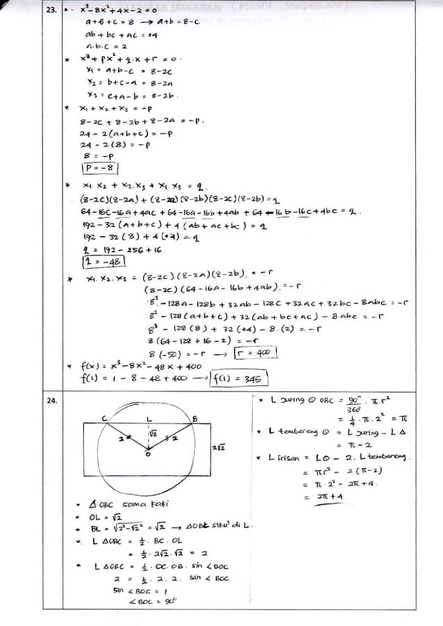 Kunci jawaban Olimpiade Matematika SMA Tingkat Nasional PDIM UNIVERSITAS BRAWIJAYA Malang 2012 | PDF