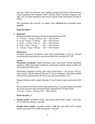 Kunci Jawaban dan Pembahasan Termokimia | PDF
