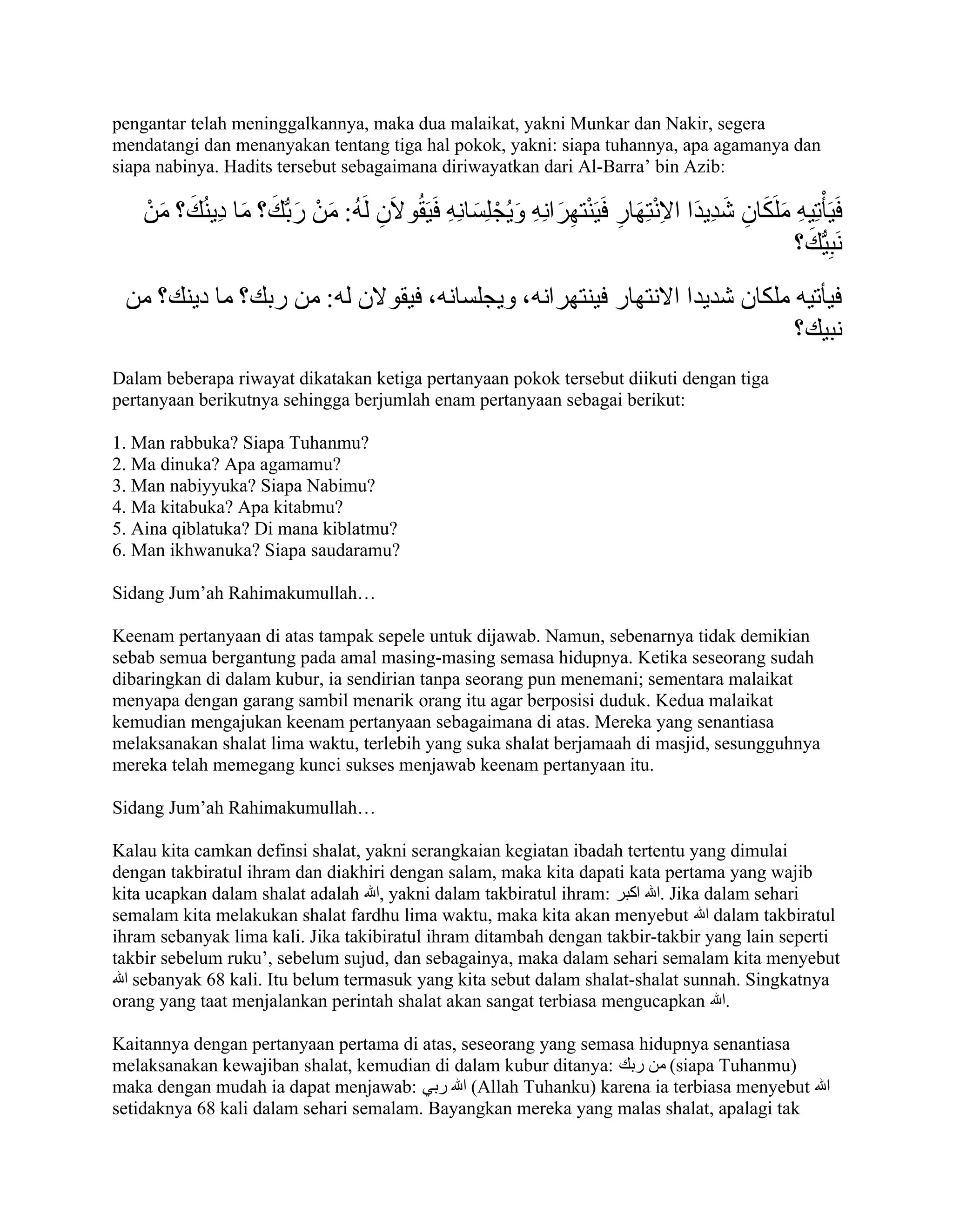 Kunci Sukses Menjawab Enam Pertanyaan di Alam Kubur.docx