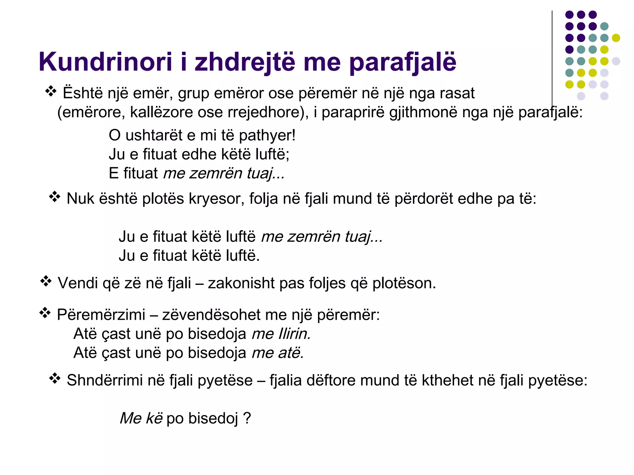 Kundrinori i zhdrejtë me parafjalë | PPT