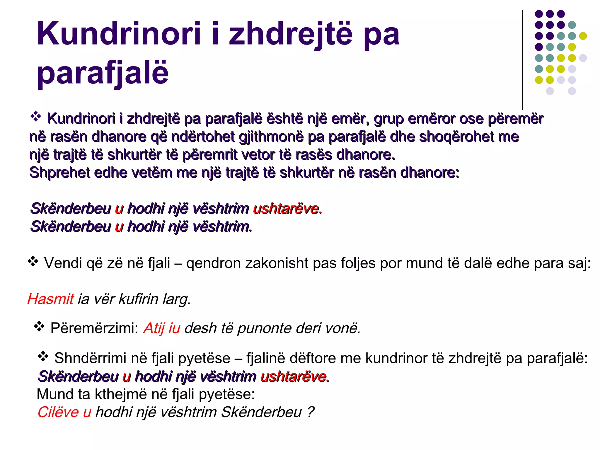 Kundrinori i zhdrejtë pa parafjalë | PPT